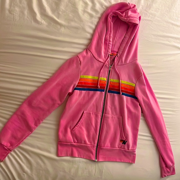 Aviator Nation | Other | Aviator 5 Stripe Hoodie Sweatshirt Pink | Poshmark